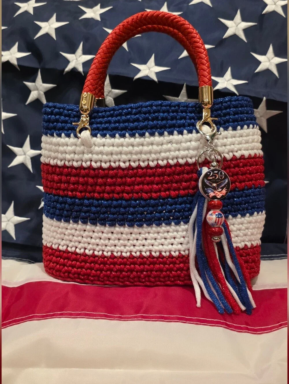 handcrafted | Bags | Presale Handcrafted Red White And Blue Handbag ...